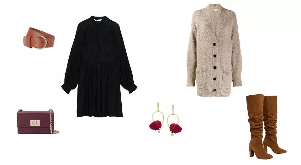 Dress Zara, 2 999 igurtzi., Cardigan Isabel Marant Etoile, 20 700 errublo ...